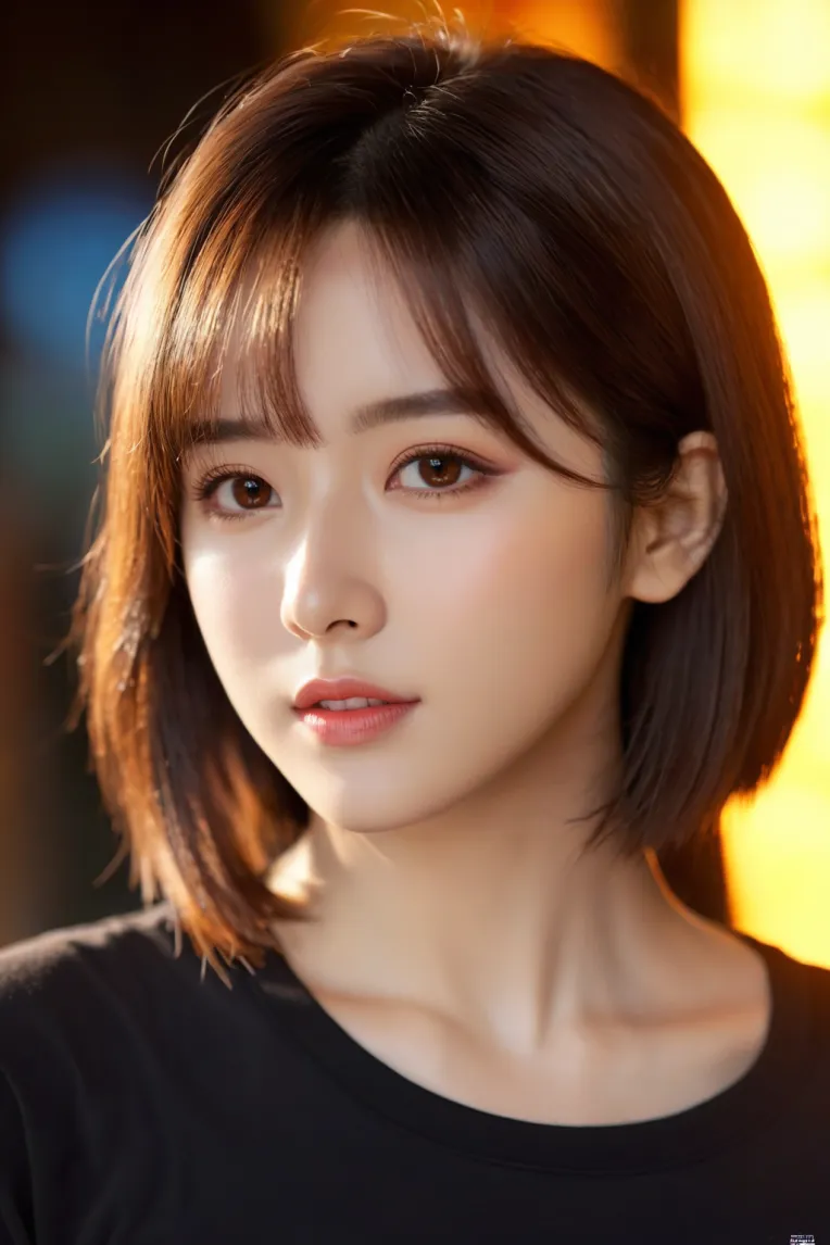 A girl with asthenic physique, brown hair below the shoulder blades ...