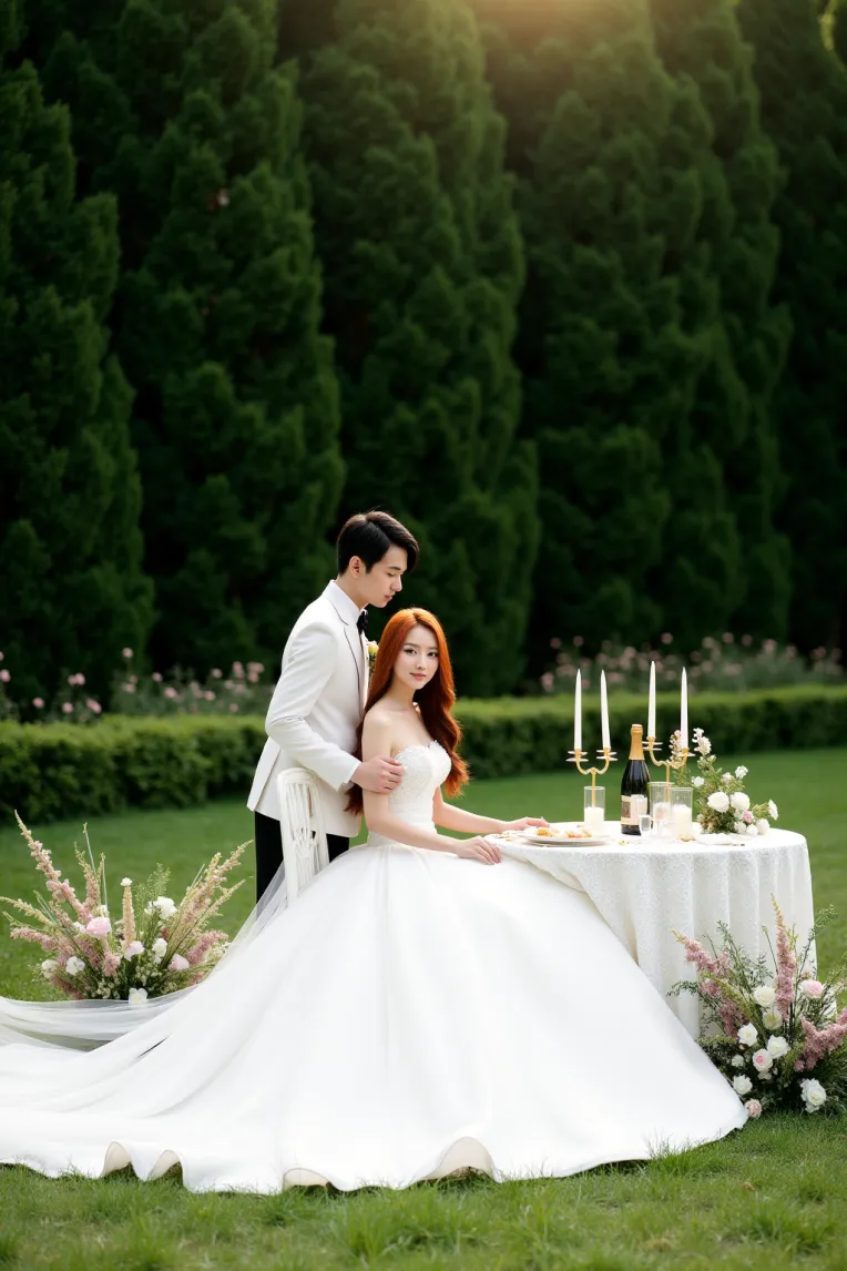 Romantic outdoor wedding scene Flux Lora-LoRA-DinoDaydreamer-Shakker