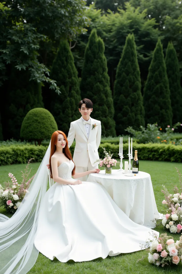 Romantic outdoor wedding scene Flux Lora-LoRA-DinoDaydreamer-Shakker