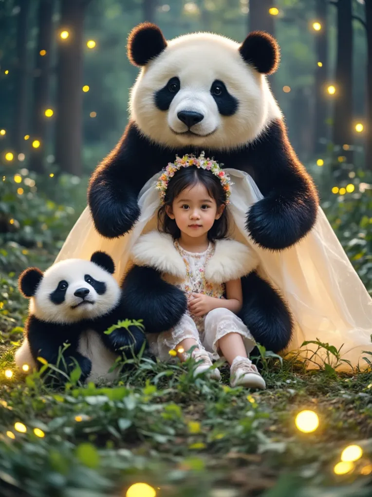 GIANT PANDA AND LITTLE GIRL-LoRA-RAY-Shakker