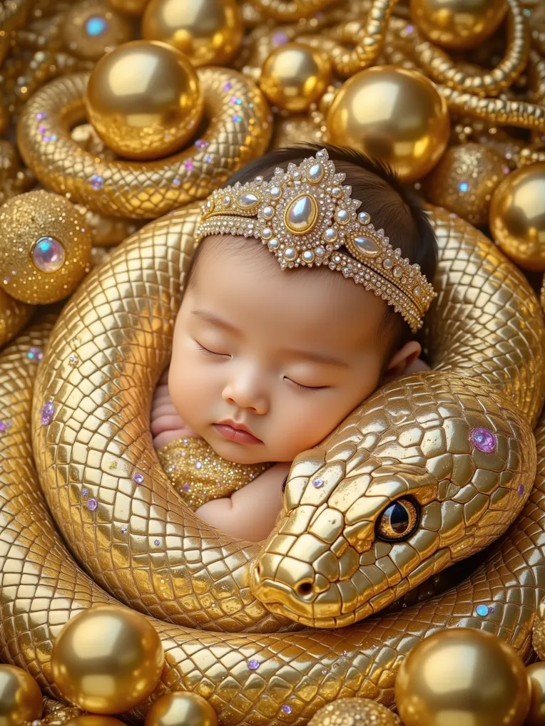 F.1 BABY NEWBORN PHOTOGRAPHY - GOLD ROYALTY SNAKE-LoRA-RAY-Shakker